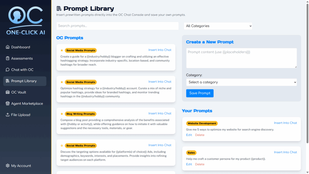 Prompt Library » One-Click AI » Artificial Intelligence Advisor and ...
